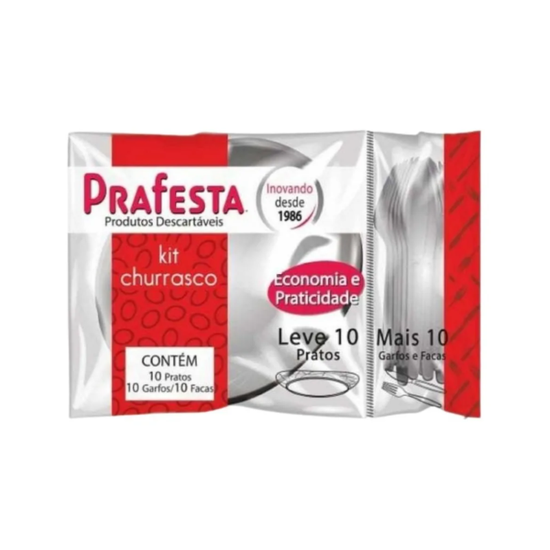 Kit para Churrasco Q.Line com 10 un - PRAFESTA - Ferros Doces